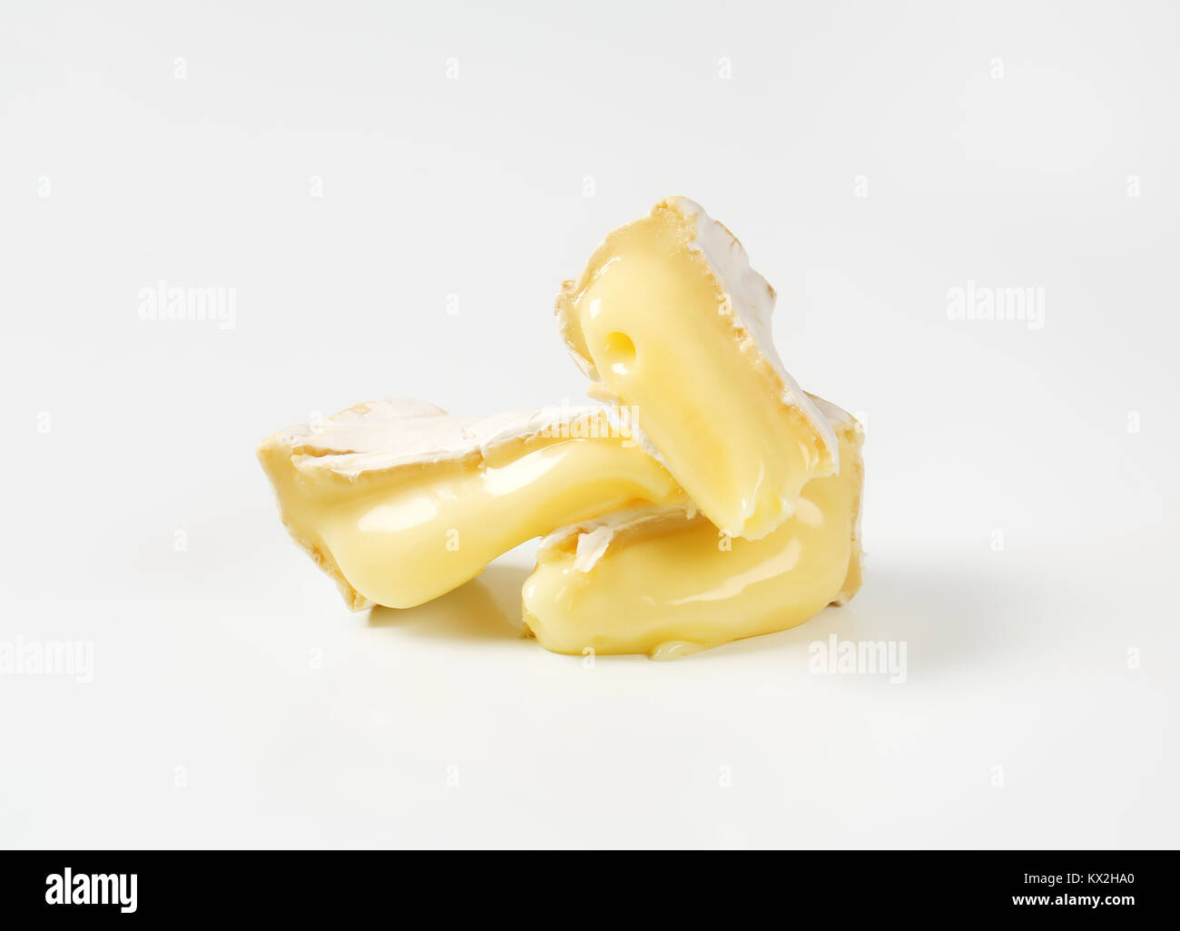 pieces of soft-ripened cheese with white rind Stock Photo - Alamy