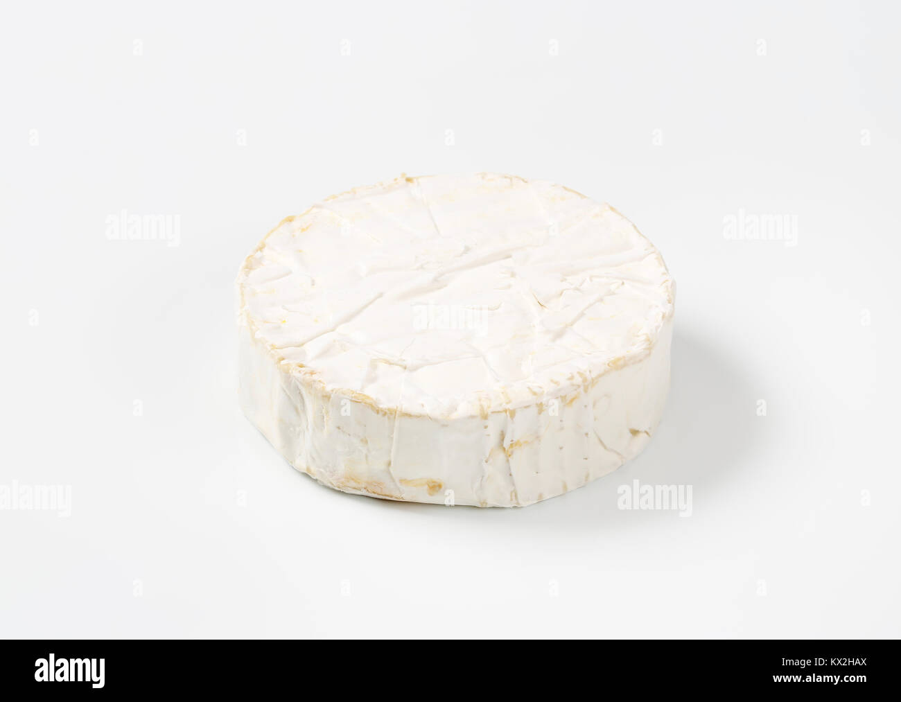 wheel of soft-ripened cheese with white rind Stock Photo - Alamy