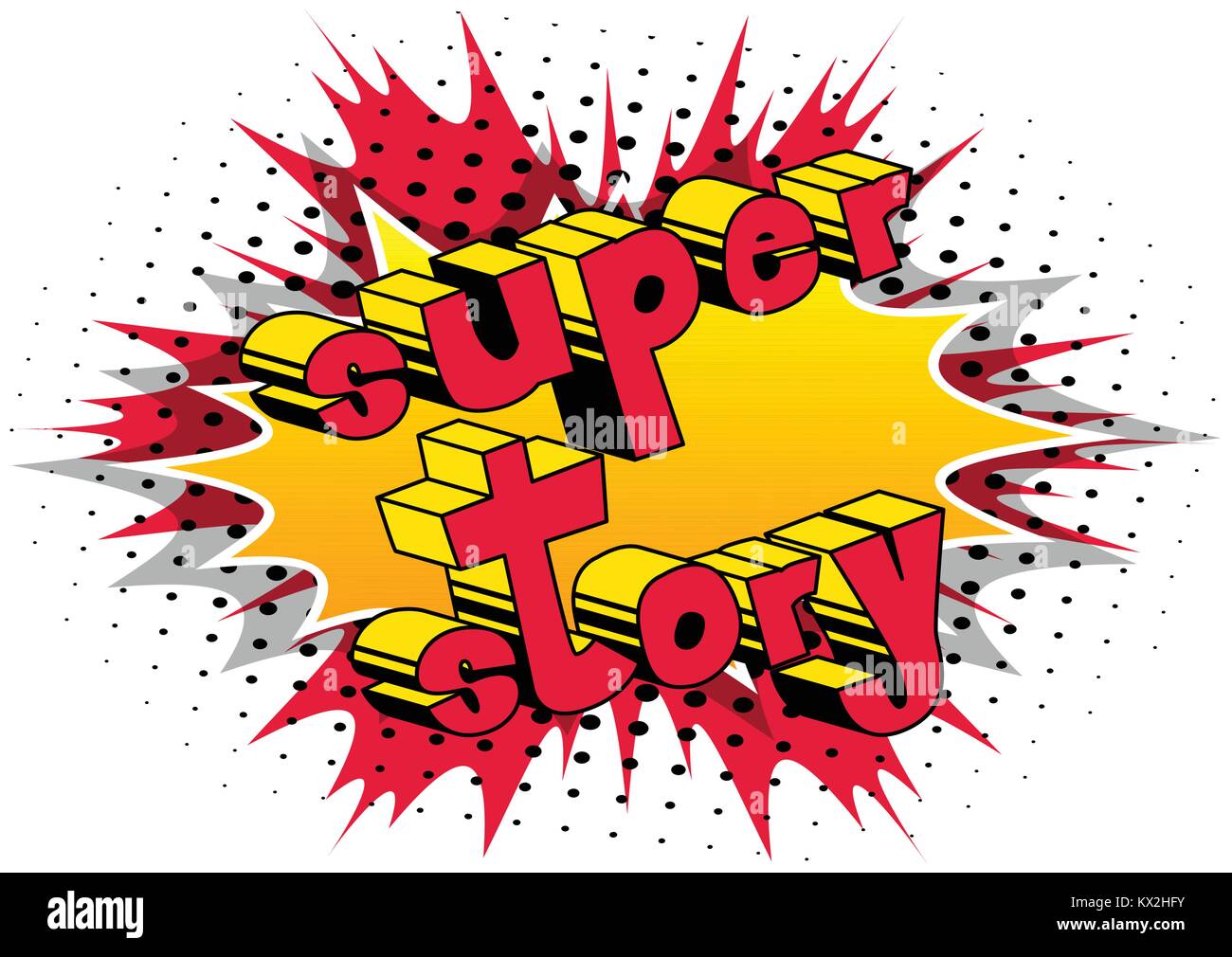 Super Story - Comic book style word on abstract background Stock Vector ...