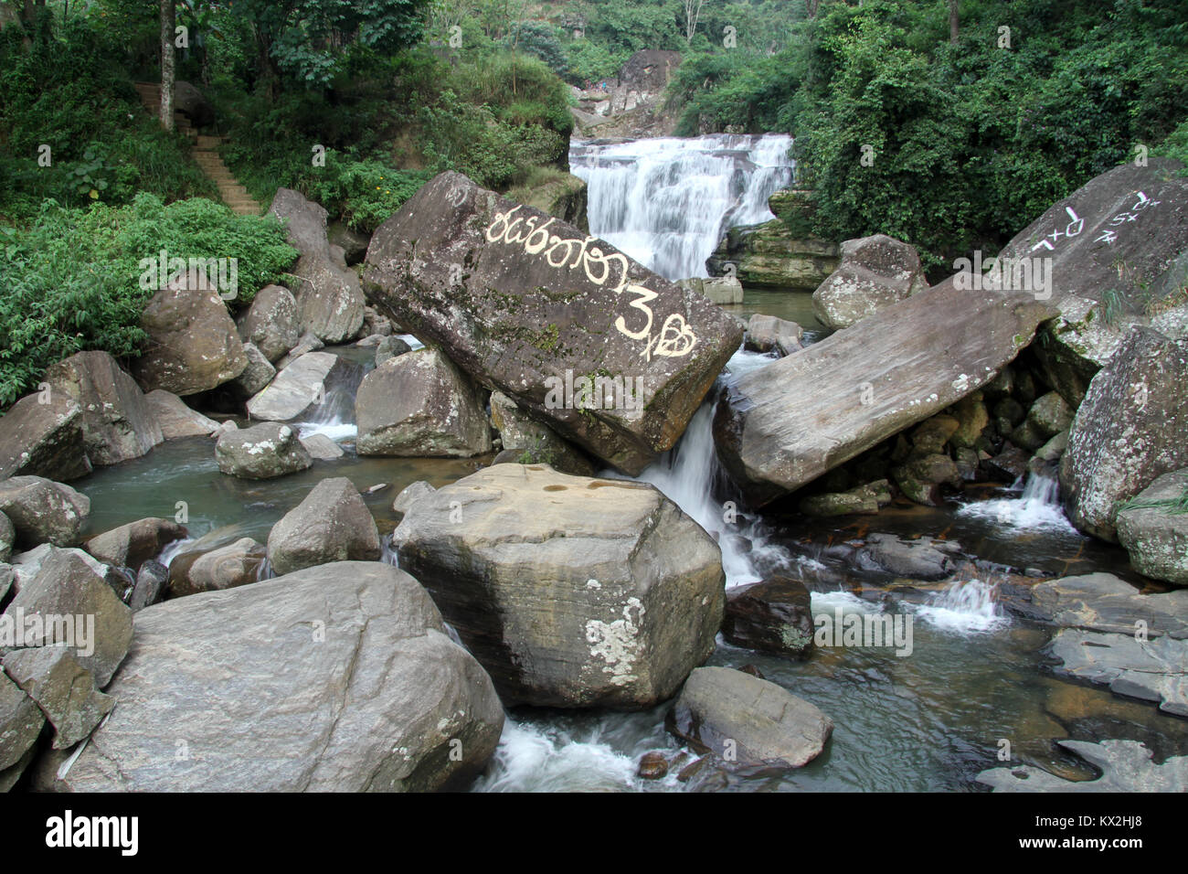 Big rocks and waterfall near Ramboda, Sri Lanka Stock Photo - Alamy