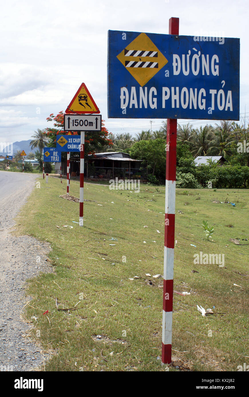Road signs on the way throuth Vietnam Stock Photo - Alamy