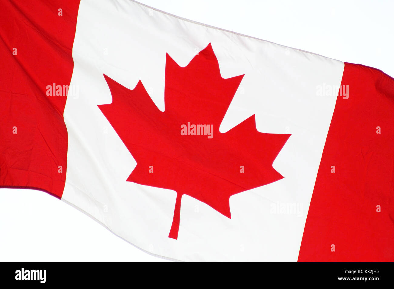 The Red and White Canada Flag with the symbolic Maple Leaf Stock Photo ...