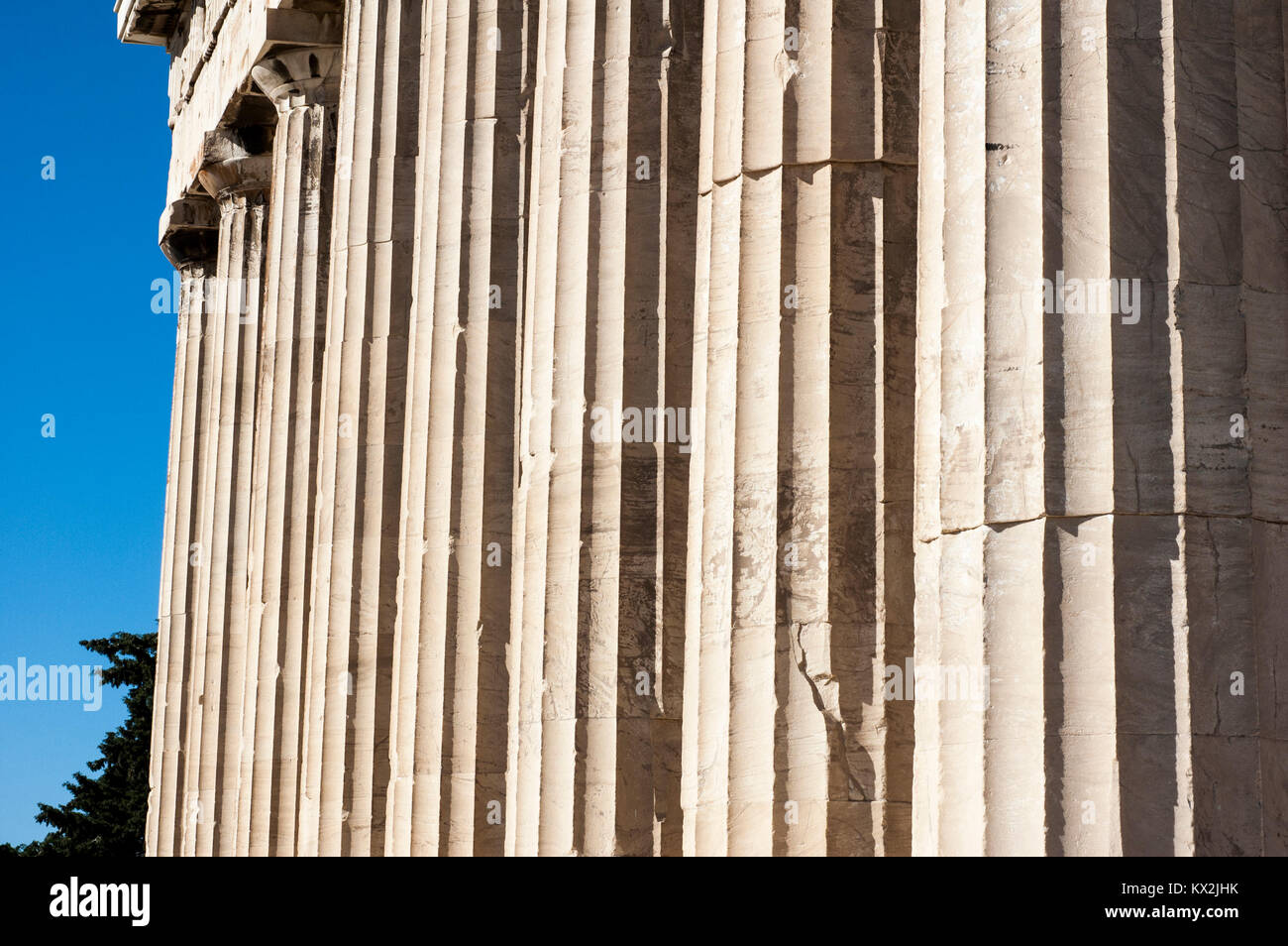 detail of the columns of the Parthenon temple on the Acropolis of ...
