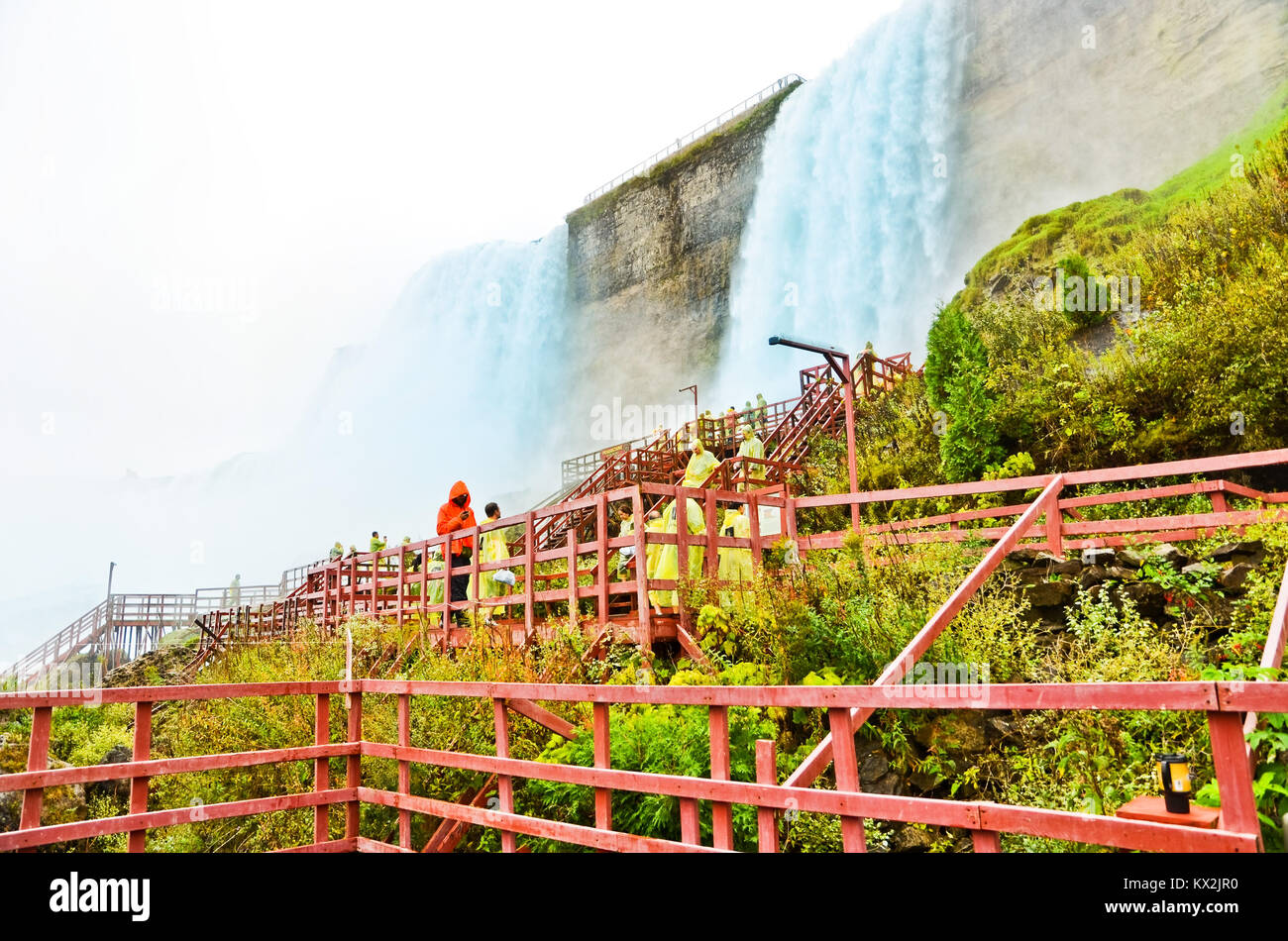 Niagara Falls, USA - October 13, 2013: View from the Cave of the Winds ...