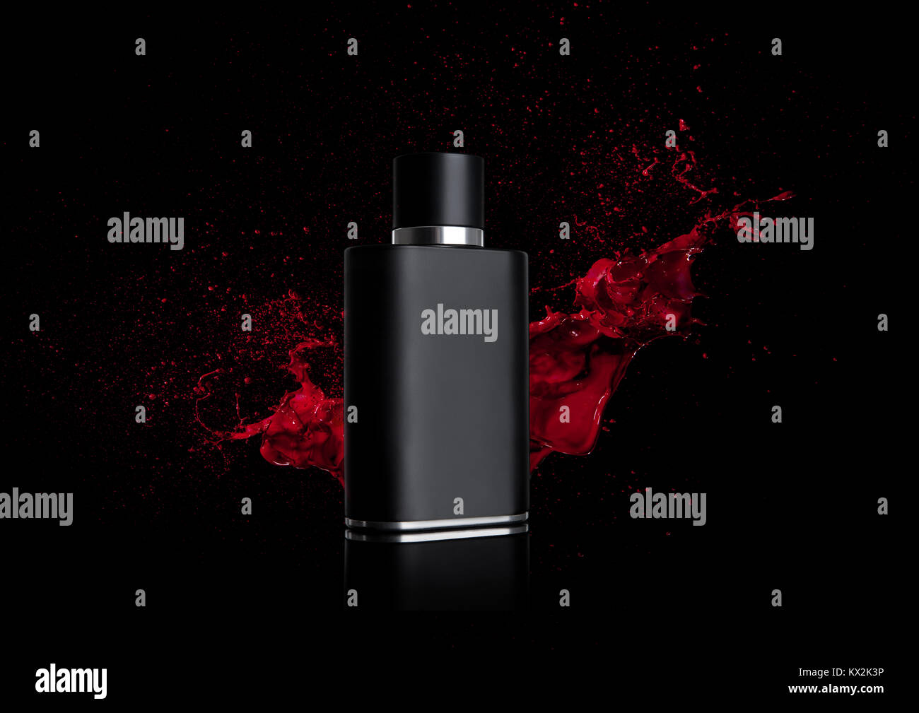 Luxury pink red liquid perfume bottle with splashes on pink background ...