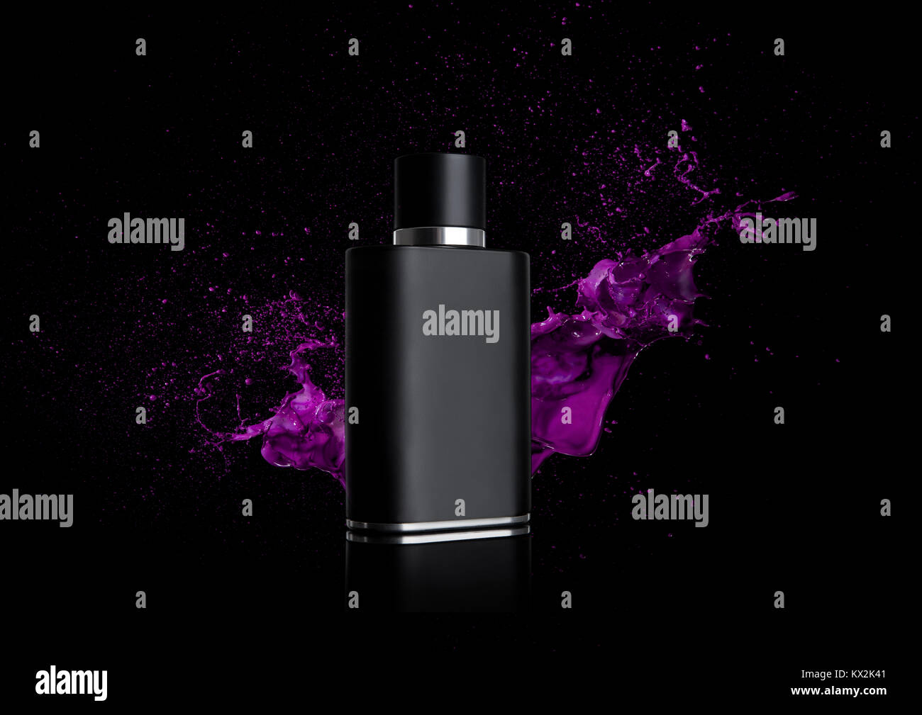 Luxury pink red liquid perfume bottle with splashes on pink background ...