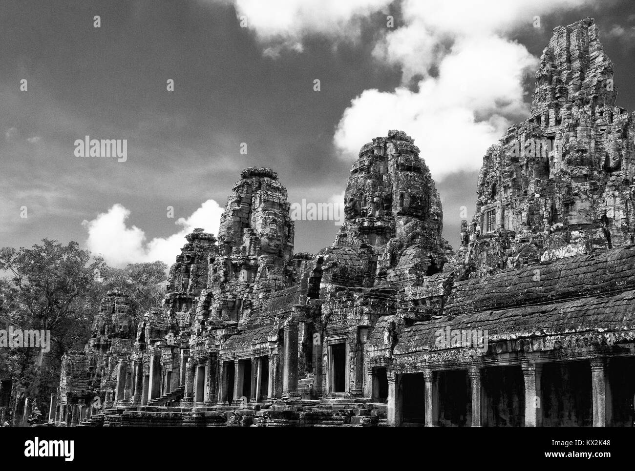Bayon Temple Black and White Image Stock Photo - Alamy