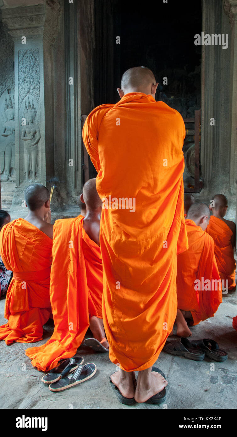 Buddhist Monks at Prayer Stock Photo - Alamy