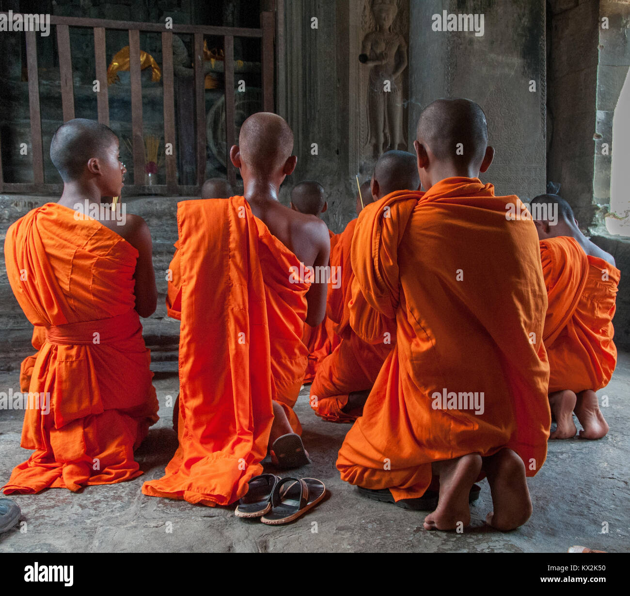 Buddhist Monks at Prayers Stock Photo - Alamy