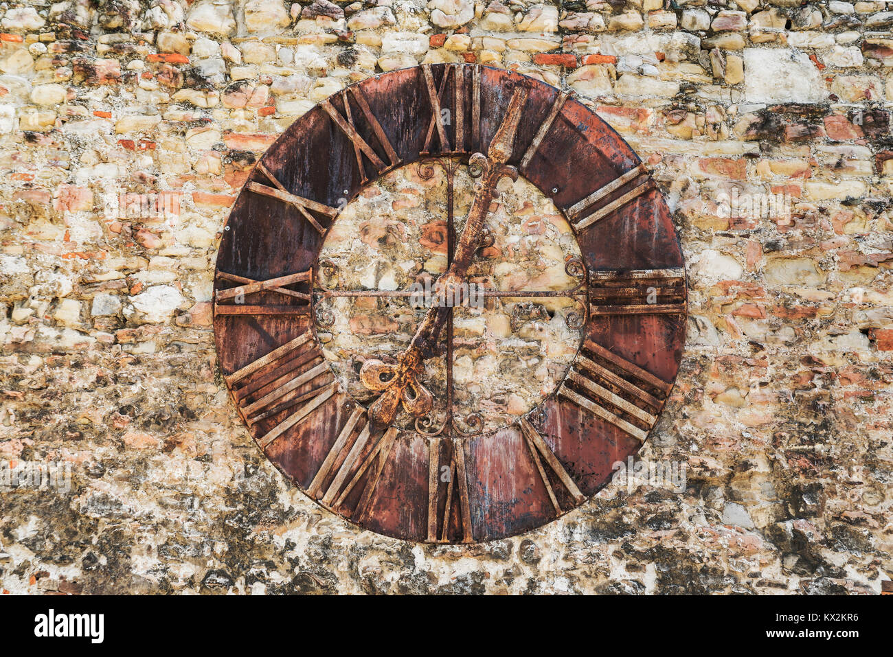 Old church clock of the Zagreb Cathedral, which was damaged and stopped ...