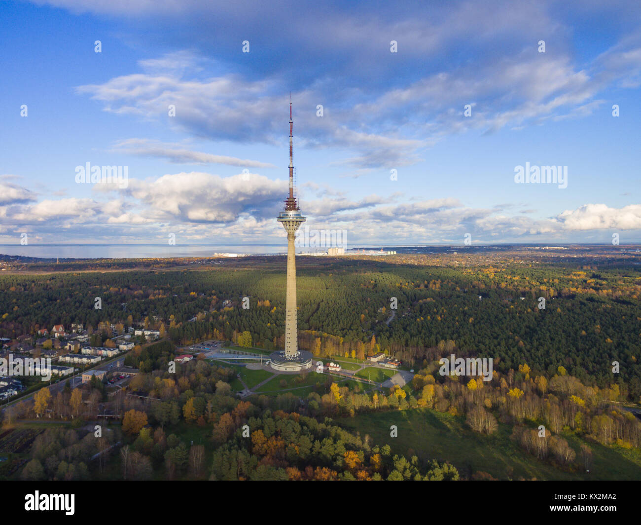 Aerial shot of the Tallinn TV Tower at autumn Stock Photo - Alamy