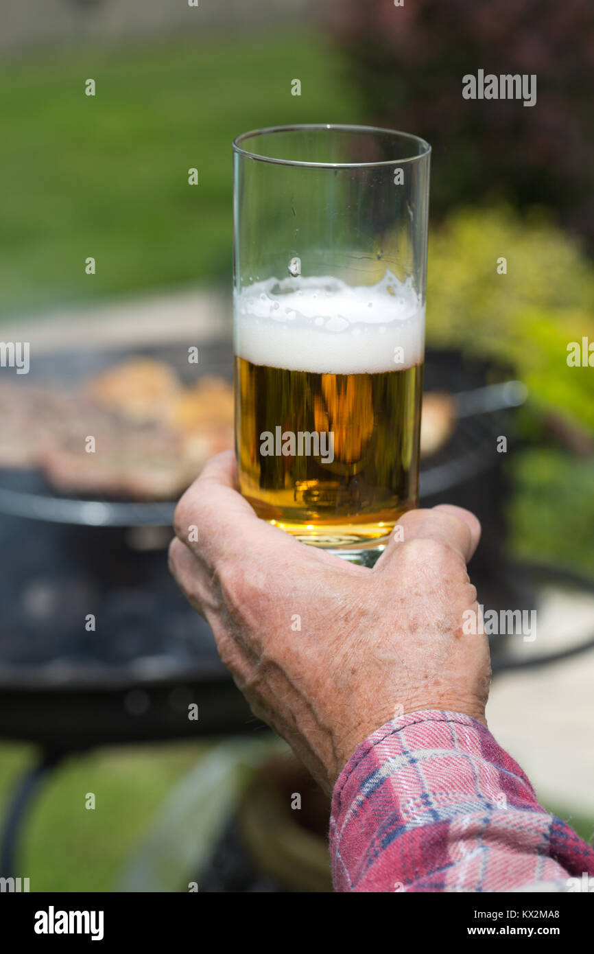 Grill and glass of beer Stock Photo - Alamy