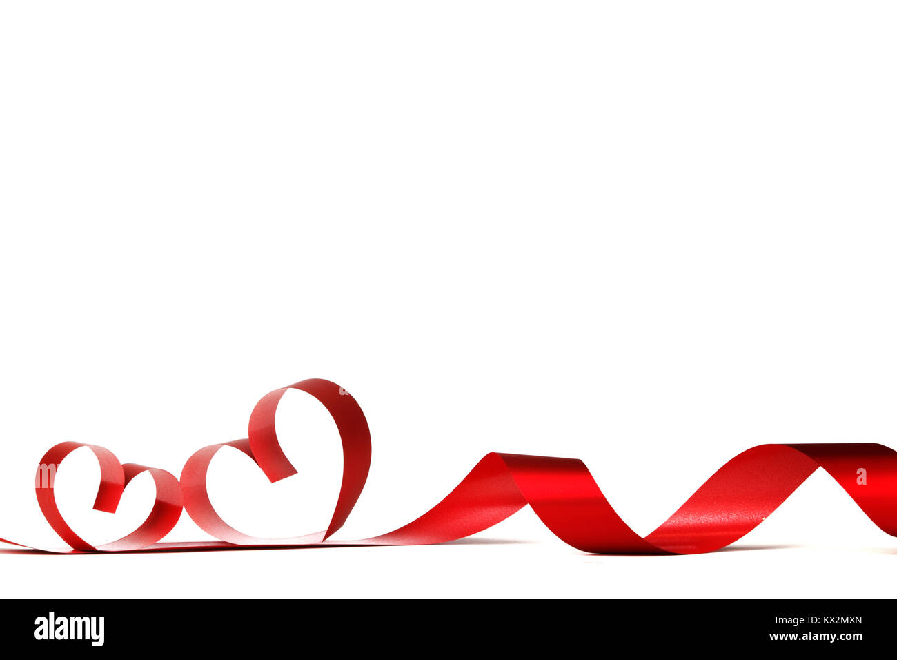 Ribbon hearts isolated on white frame, Valentines day design Stock ...