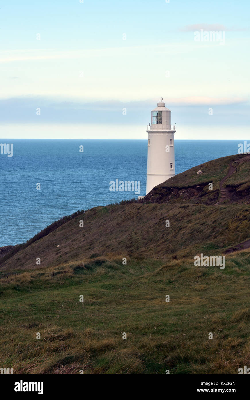 The lighthouse building and trinity house structure at Trevor head ...