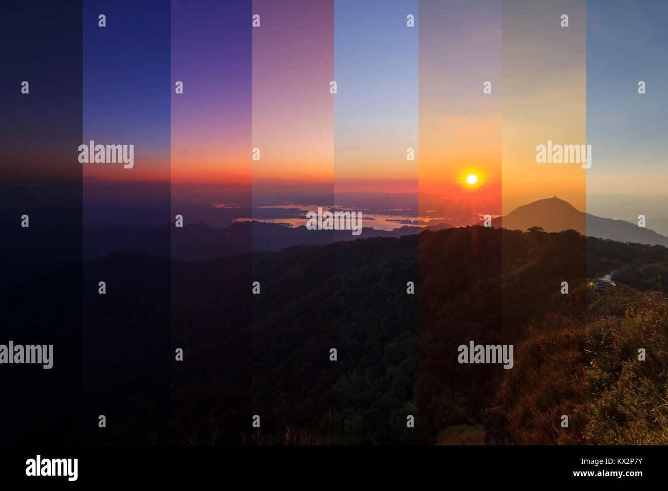 Different shade color in same frame of high mountain in sunset time ...