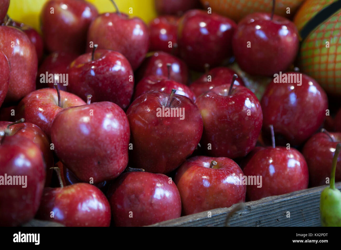 the red wax apples on the market for sale Stock Photo - Alamy