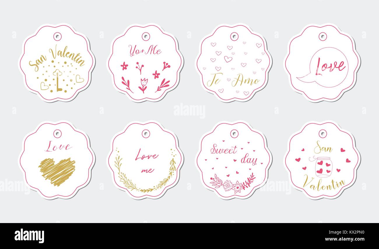 Hand drawn labels and elements collection for Valentine s Day.The main ...
