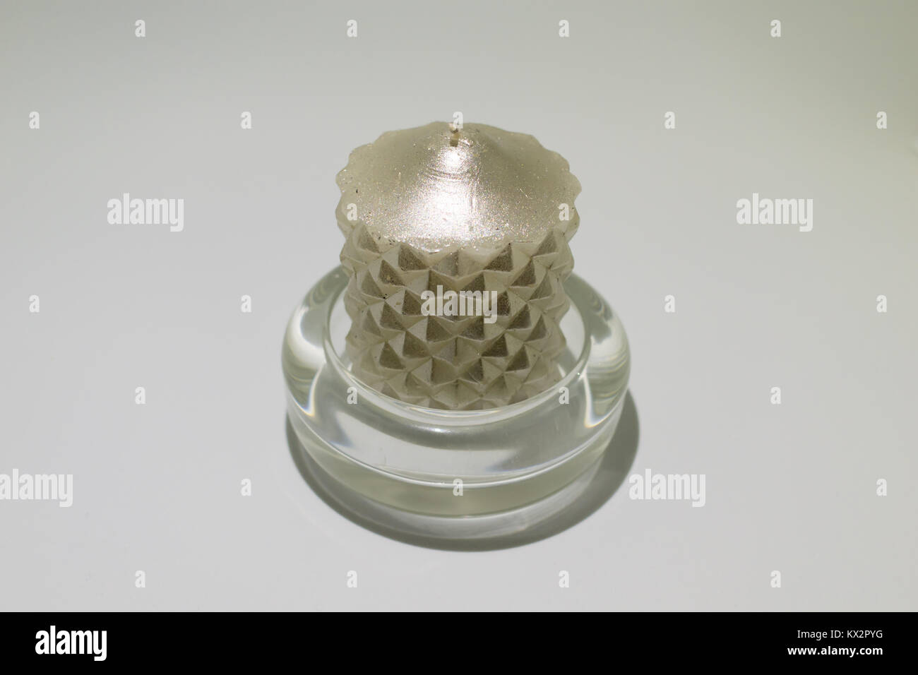 Gray wax candle in a glass base isolated with white background Stock ...