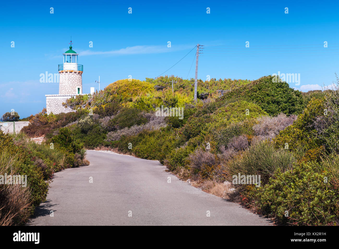 Skinari Lighthouse tower. It was manufactured in 1897, located In Zante ...