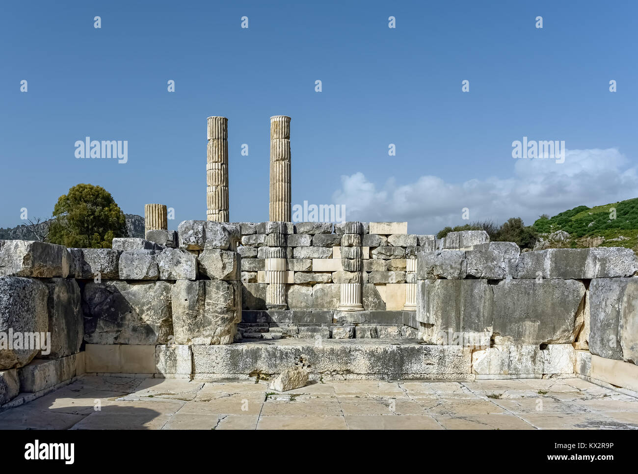 The ruins of a temple in Letoon sanctuary near Xanthos in southern ...