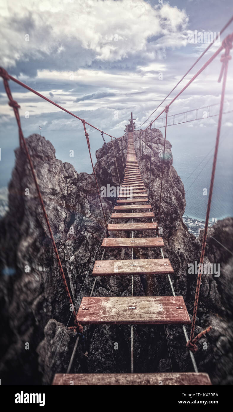 Suspension bridge on the Mount Stock Photo - Alamy