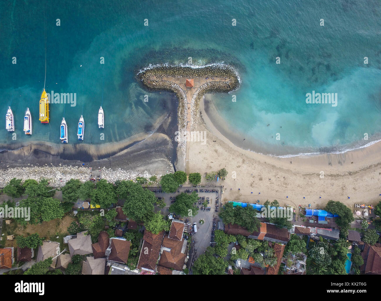 Aerial drone view of Sanur beach, Bali Stock Photo - Alamy