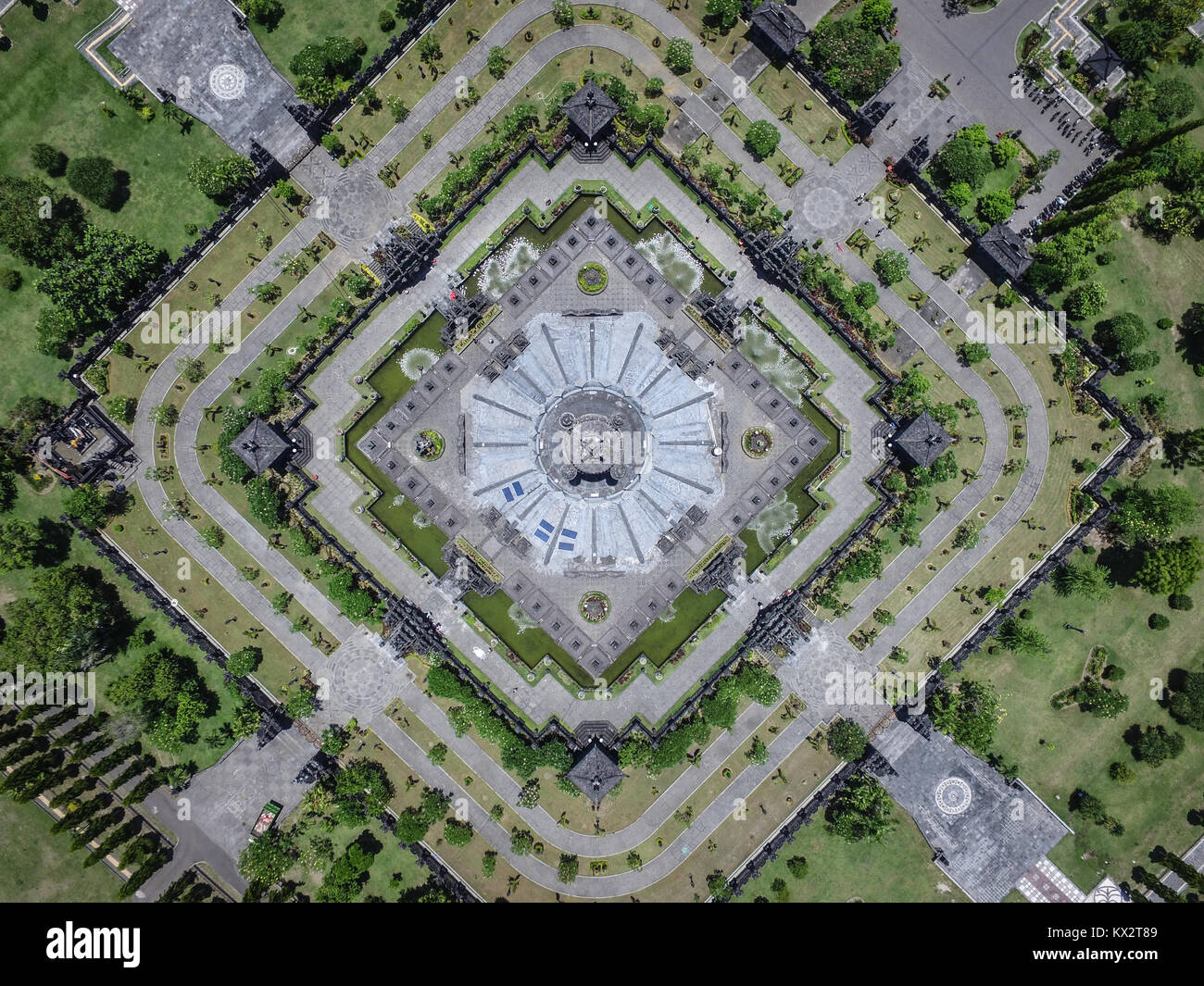 Vertical drone shot of Bajra Sandhi Monument located at Raya Puputan ...