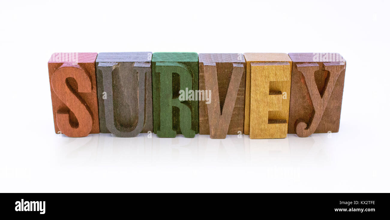 Survey Word Block - Isolated White Background Stock Photo - Alamy
