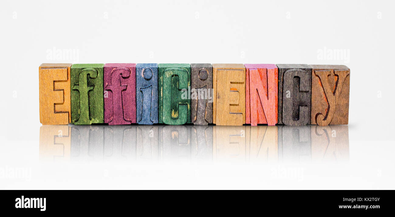 Efficiency Word Block Letters - Isolated White Background Stock Photo ...