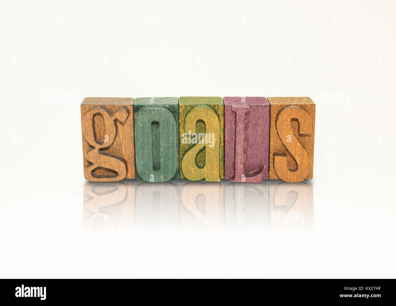Goals Word Block Letters on Isolated White Background Stock Photo - Alamy