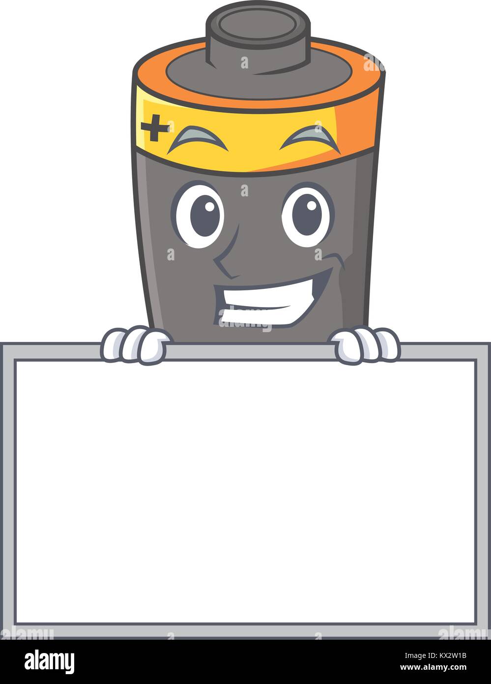 Grinning with board battery character cartoon style Stock Vector Image ...