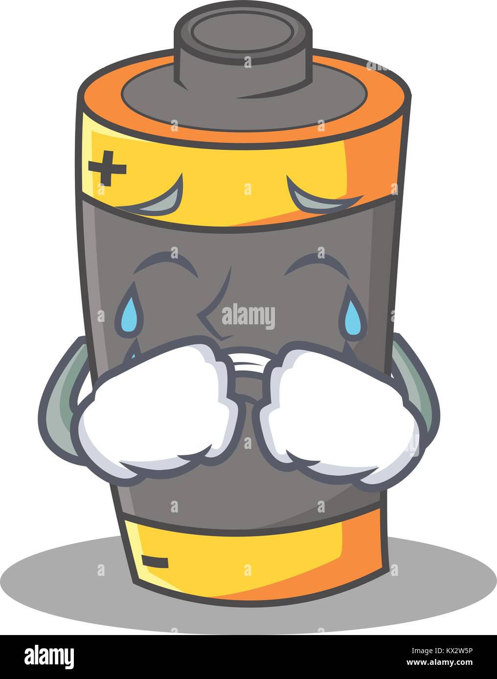 Crying battery mascot cartoon style Stock Vector Image & Art - Alamy