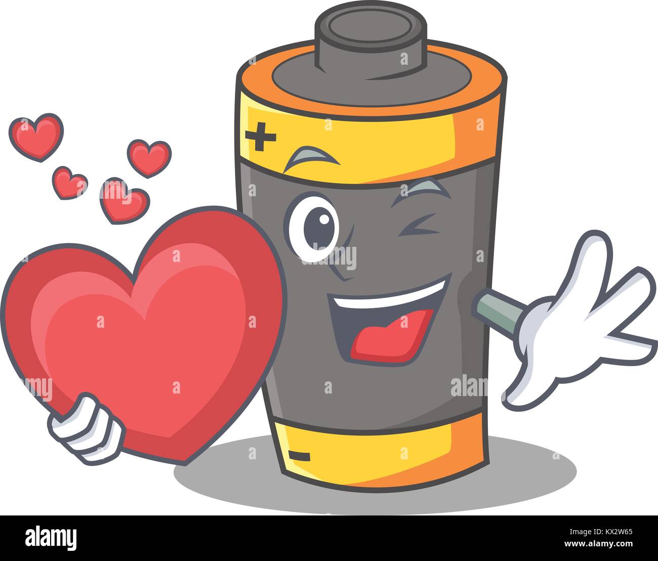 With heart battery mascot cartoon style Stock Vector Image & Art - Alamy