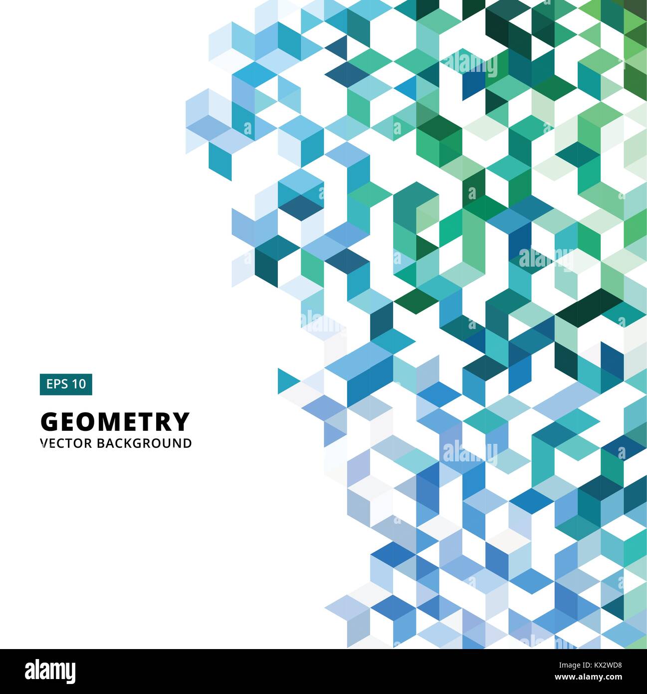 abstract geometric blue and green bricks, triangle, cube, 3d Vector ...