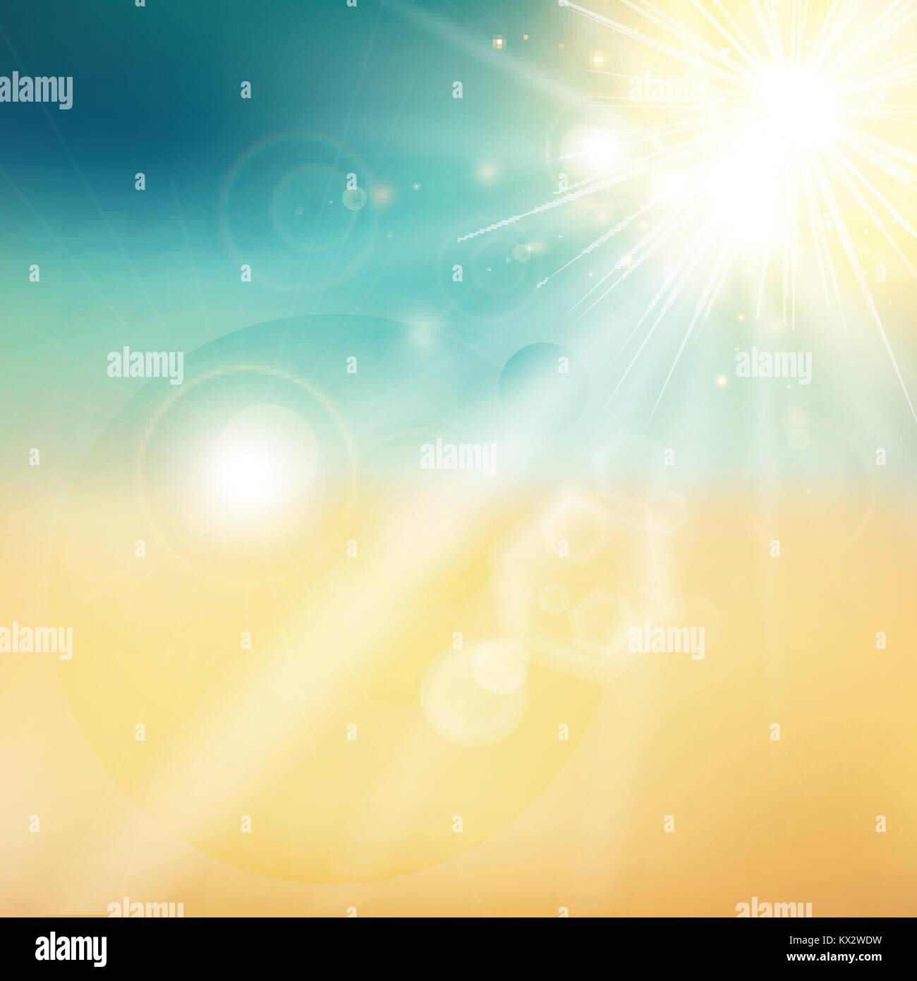 Summer sun and beach shiny sunlight from the sky nature with lens ...