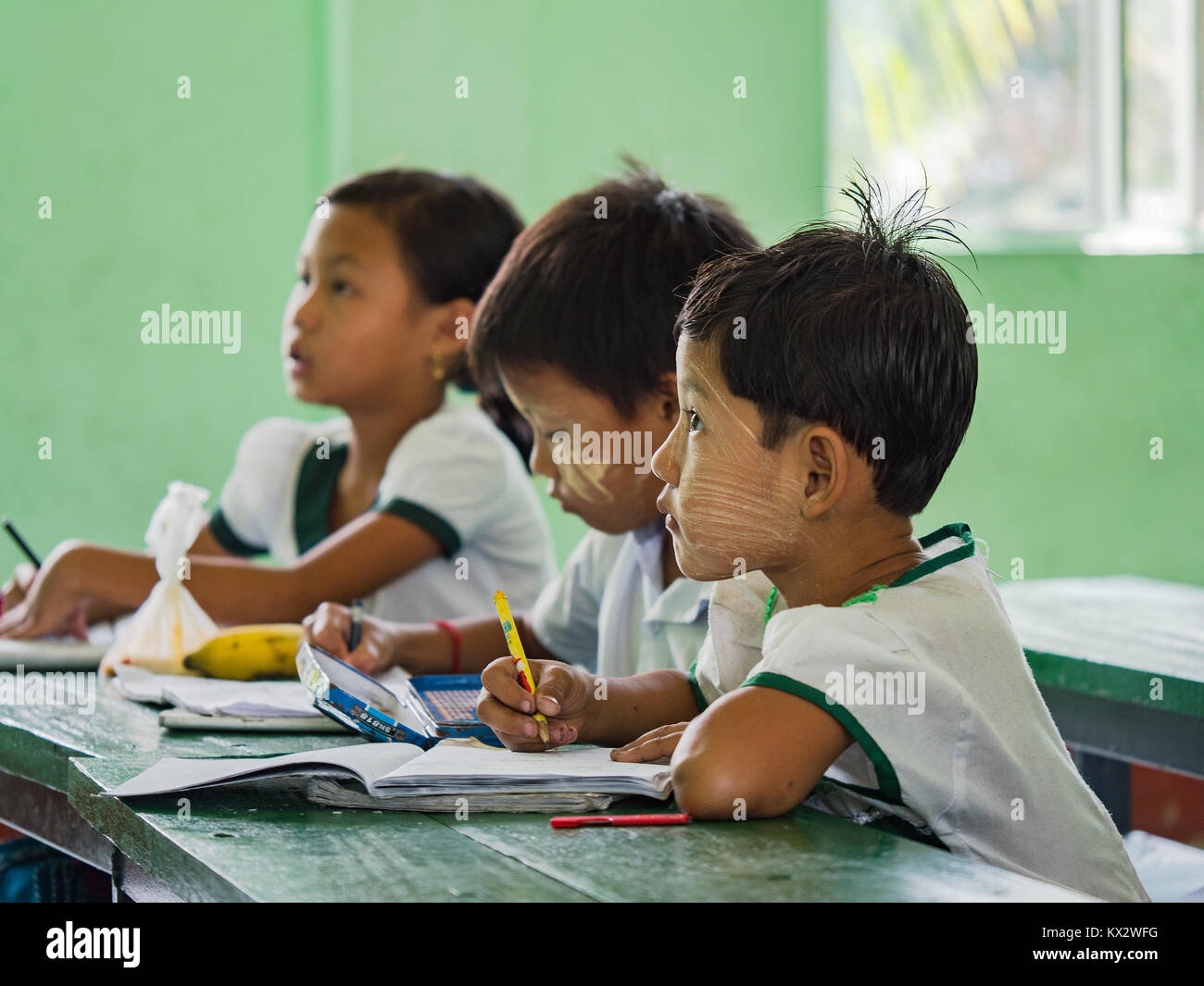 Girls at a primary school for Moken sea gypsy children at Dome Island ...