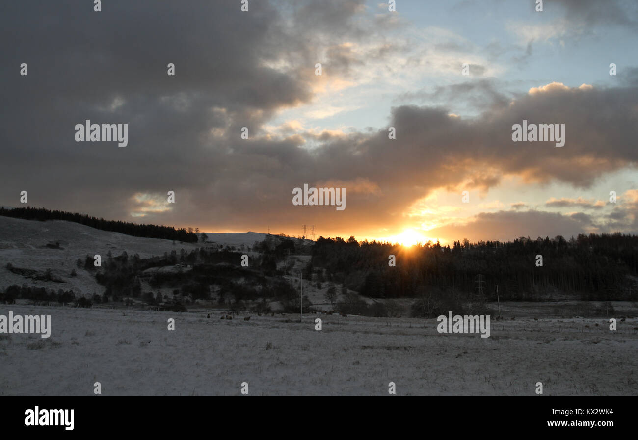 A winter landscape view at Kinloch Rannoch, Perthshire, Scotland, as ...
