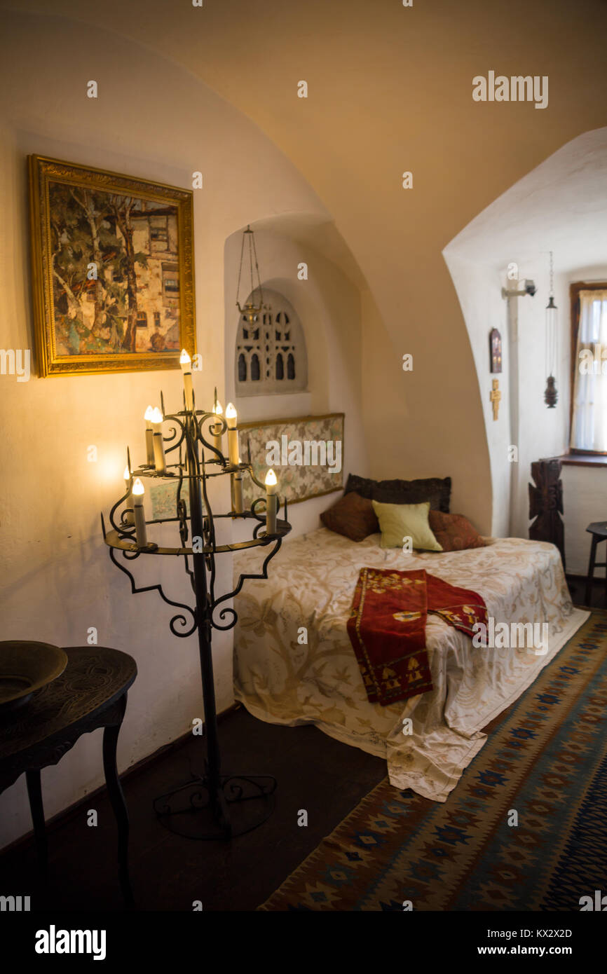 Bran, Romania - November 19, 2016: Interior of Dracula castle. It is ...