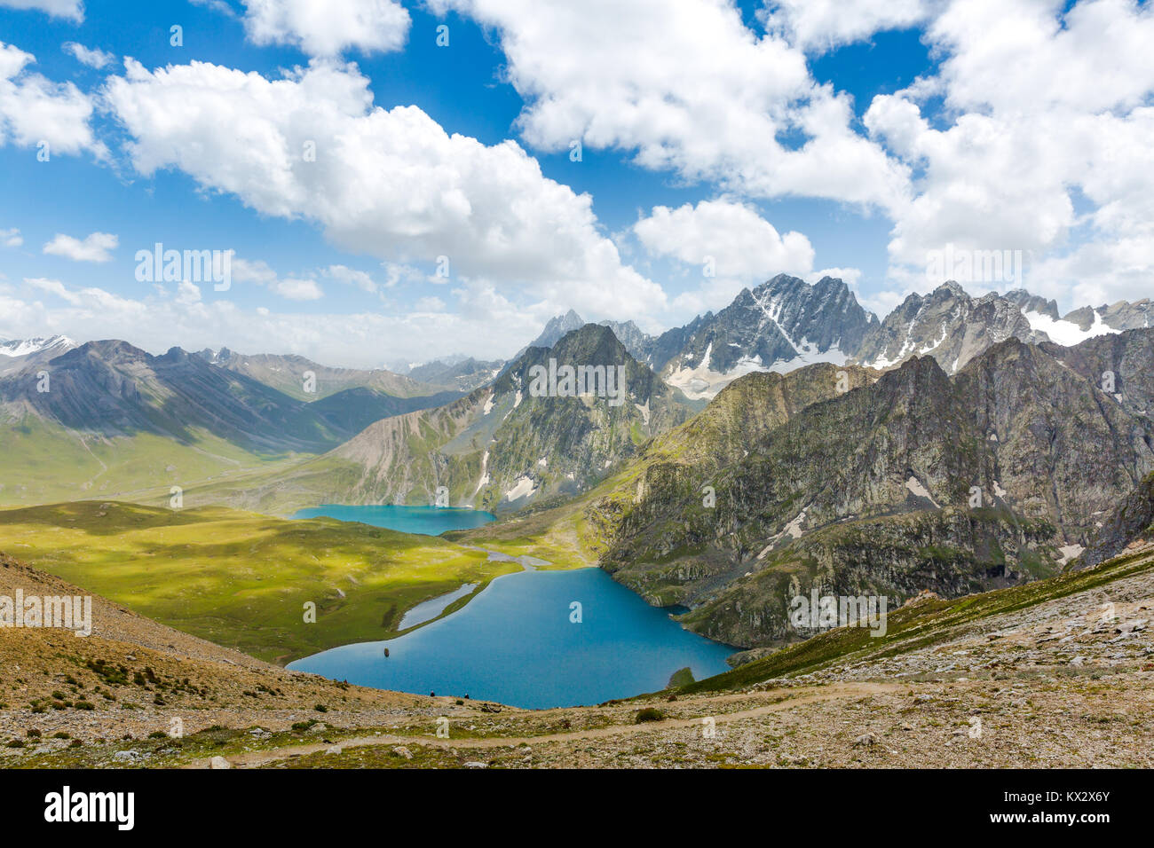 Krishnasar and Vishnusar lakes on the Kashmir great lakes trek in ...