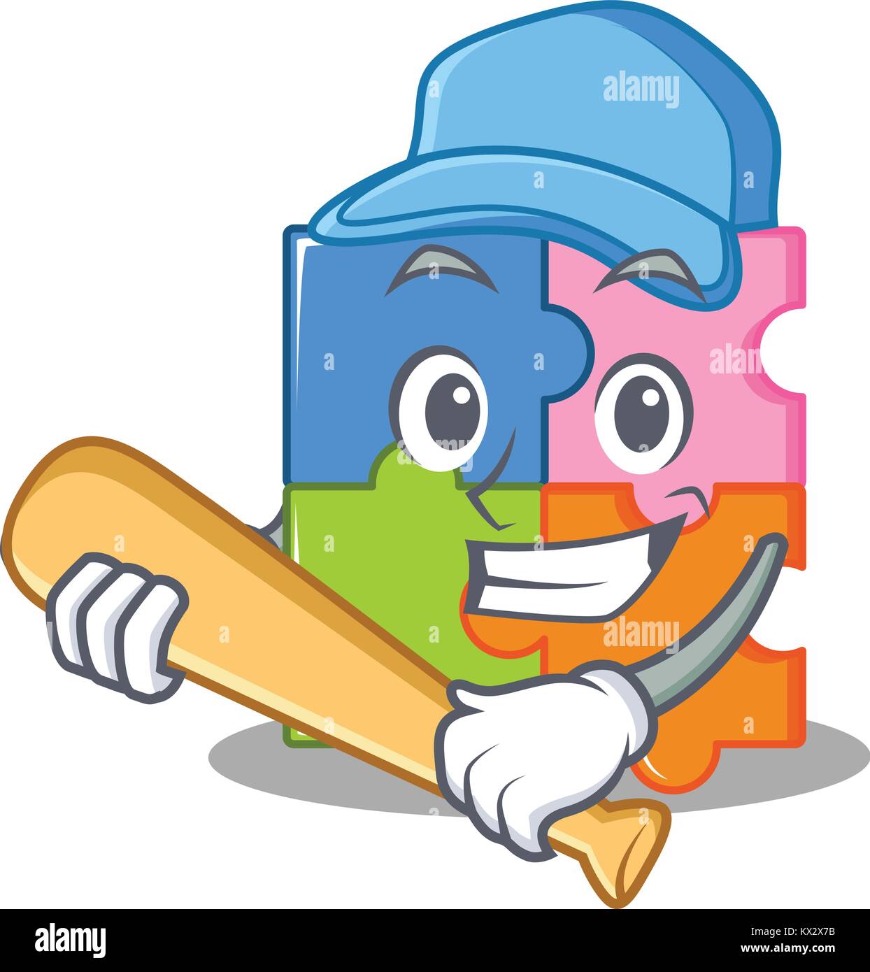Playing baseball puzzle character cartoon style Stock Vector Image ...