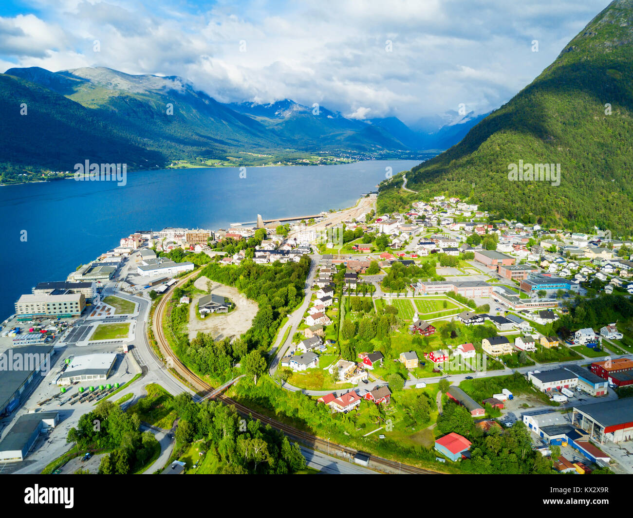 Andalsnes aerial panoramic view, Andalsnes is a town in Rauma ...