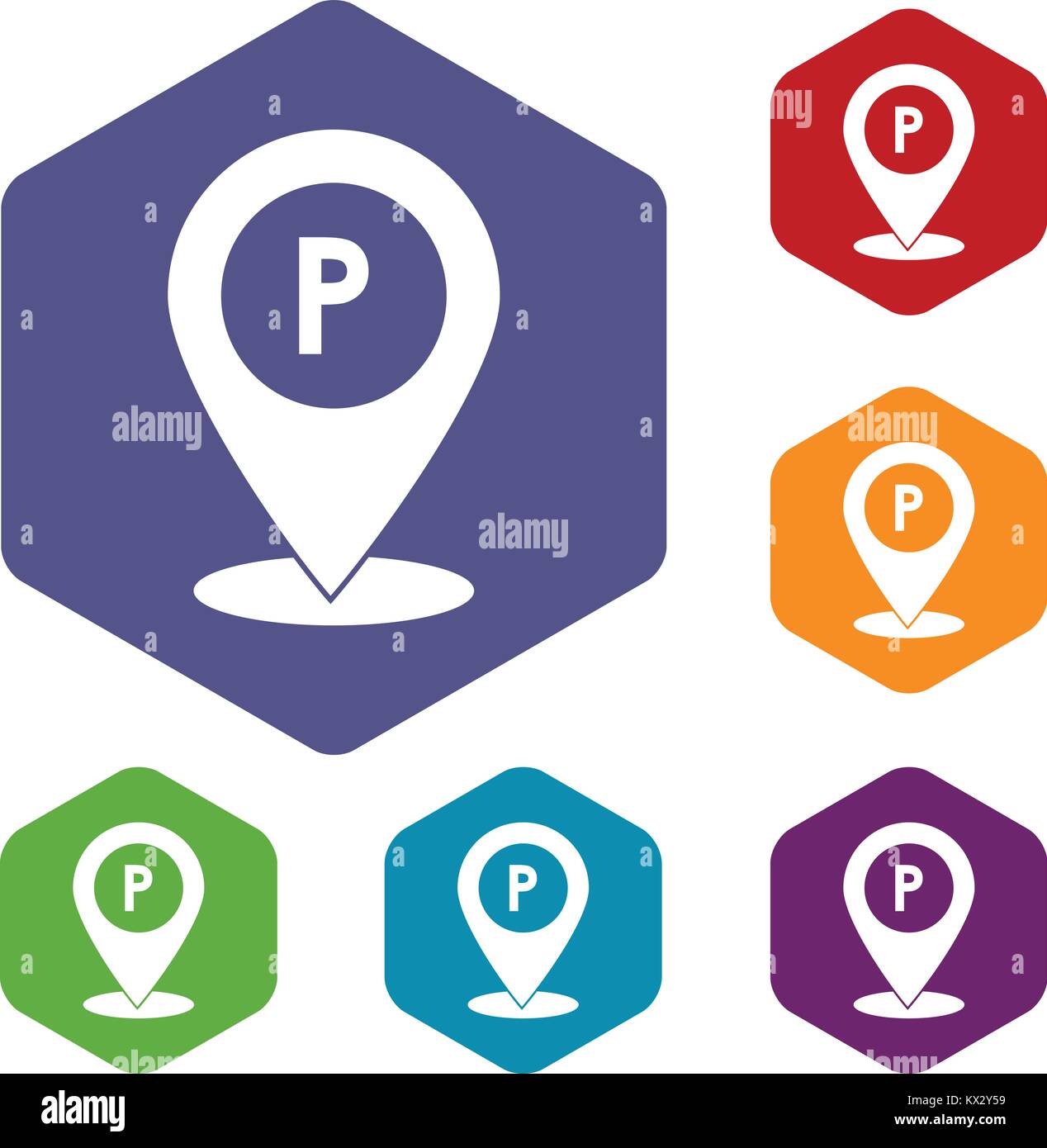 Map pointer with car parking sign icons set Stock Vector Image & Art ...