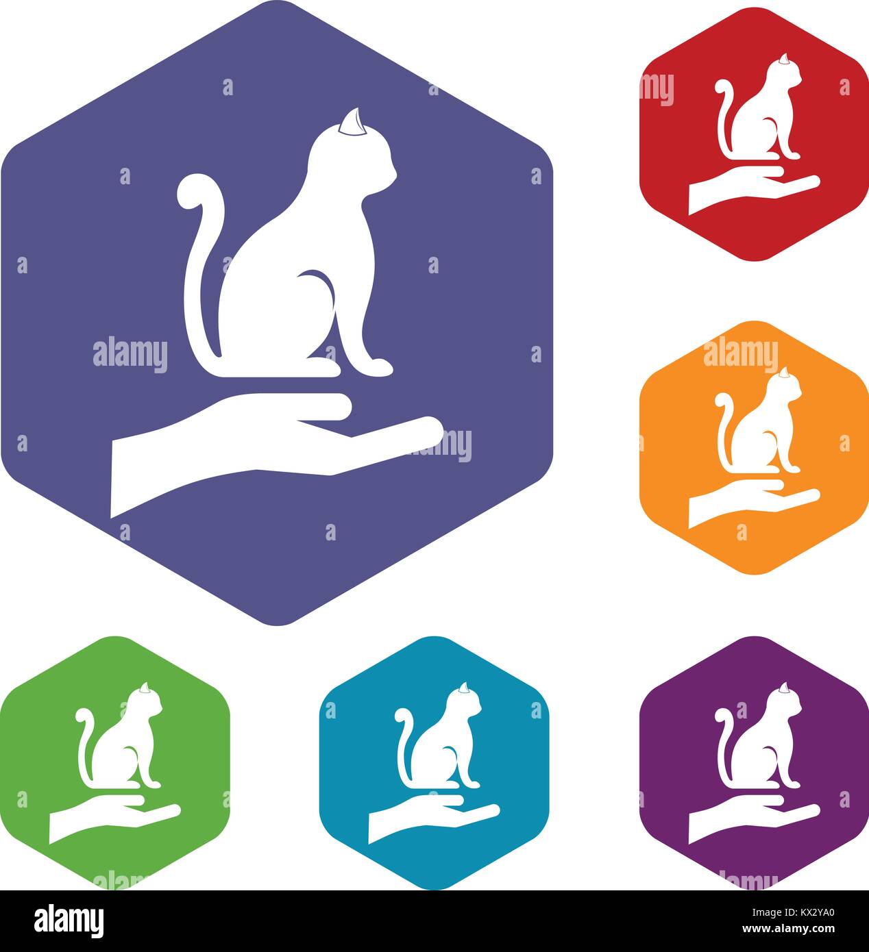 Hand holding a cat icons set Stock Vector Image & Art - Alamy