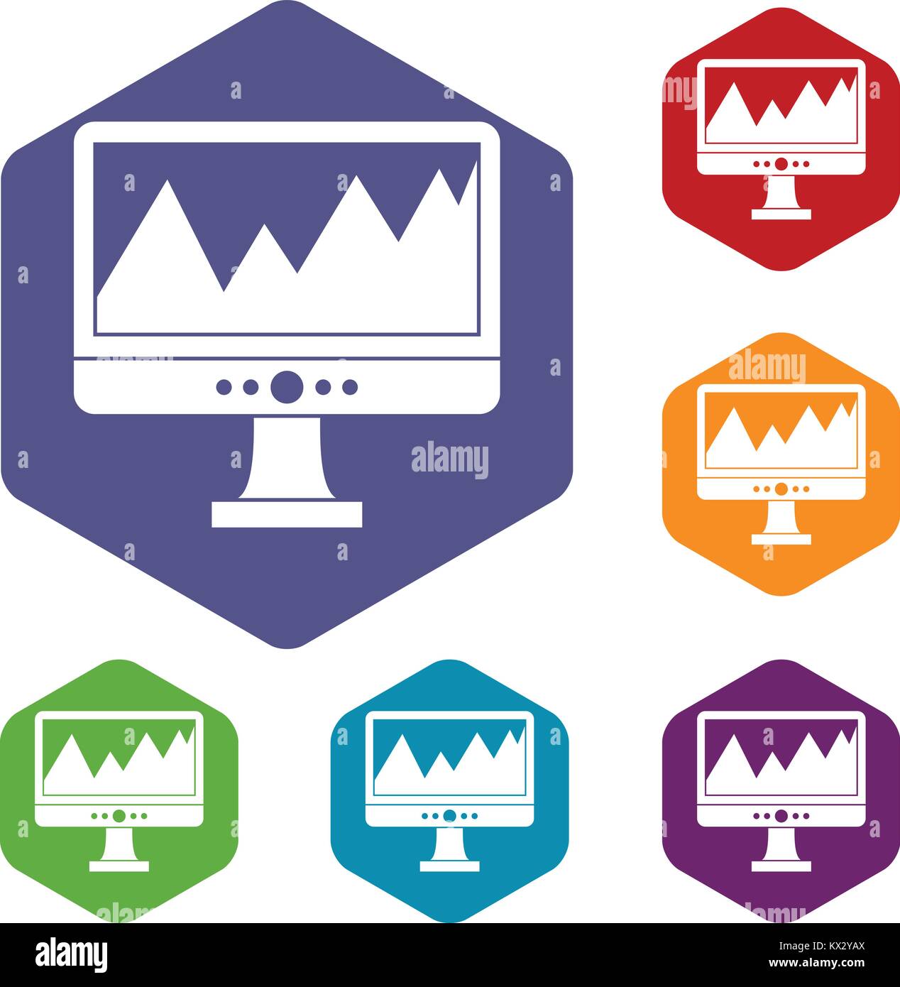 Monitor and a chart icons set Stock Vector Image & Art - Alamy