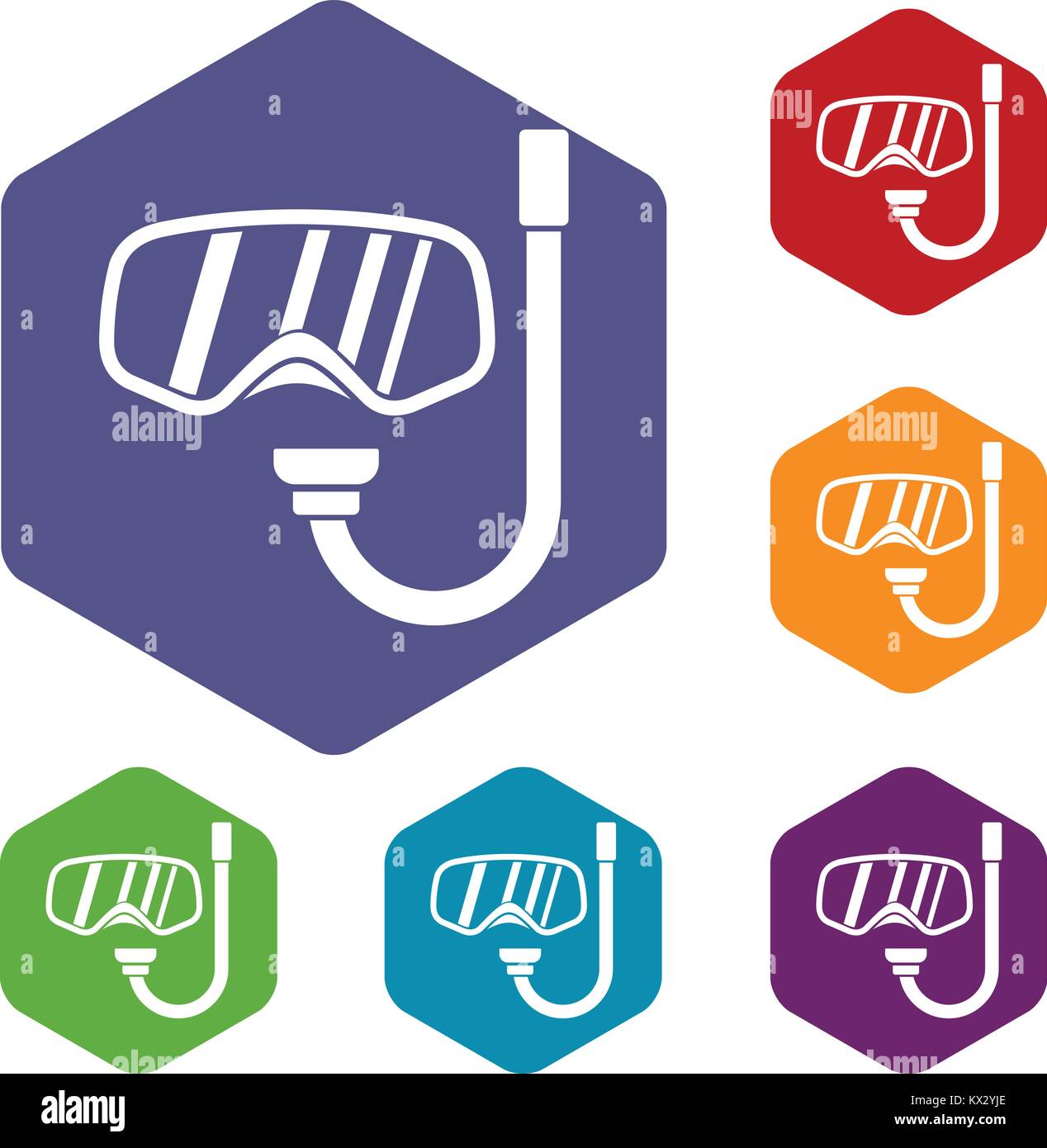 Goggles and tube for diving icons set Stock Vector Image & Art - Alamy