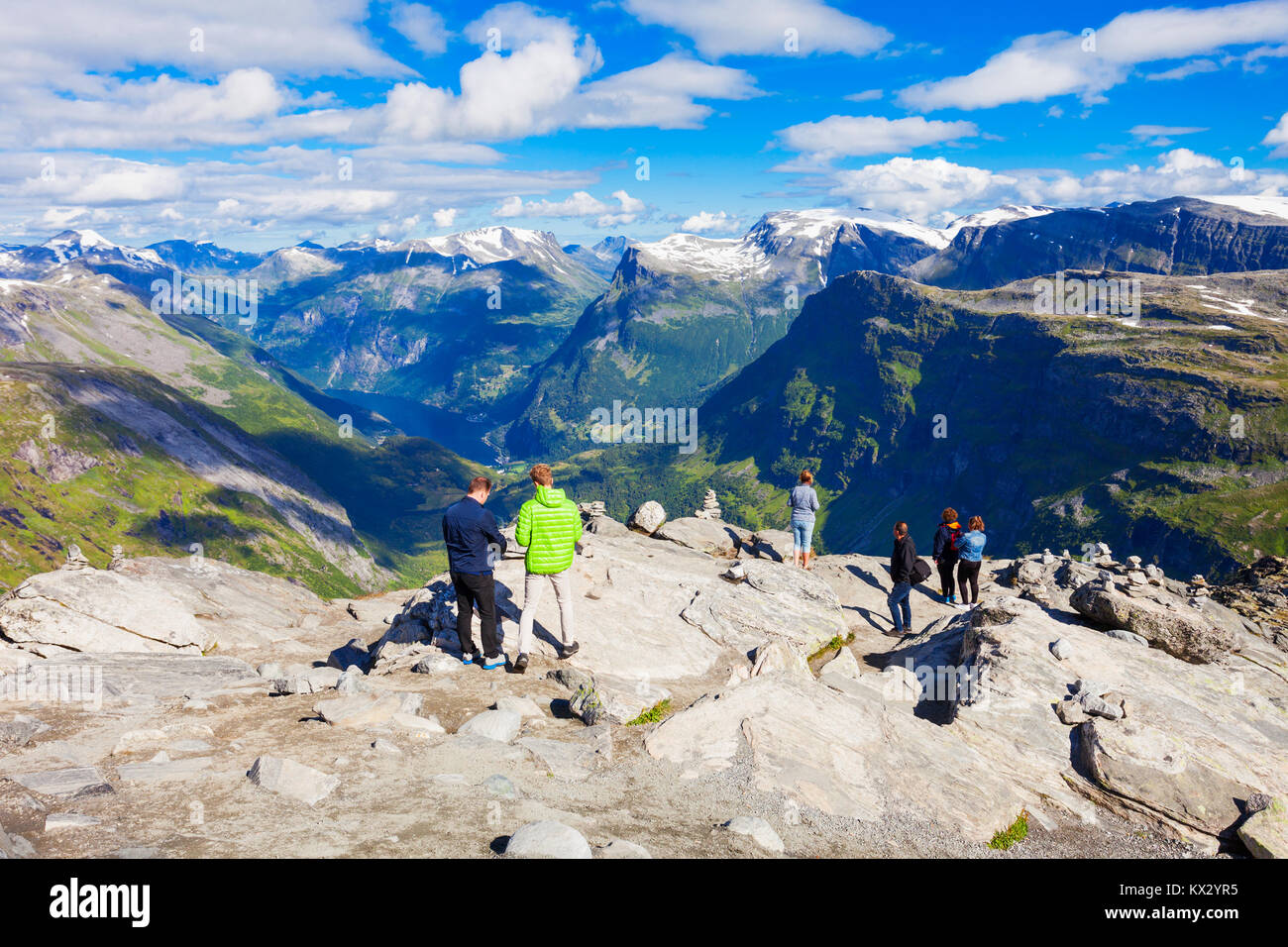 Geirangerfjord mountains aerial view from Dalsnibba viewpoint, located ...