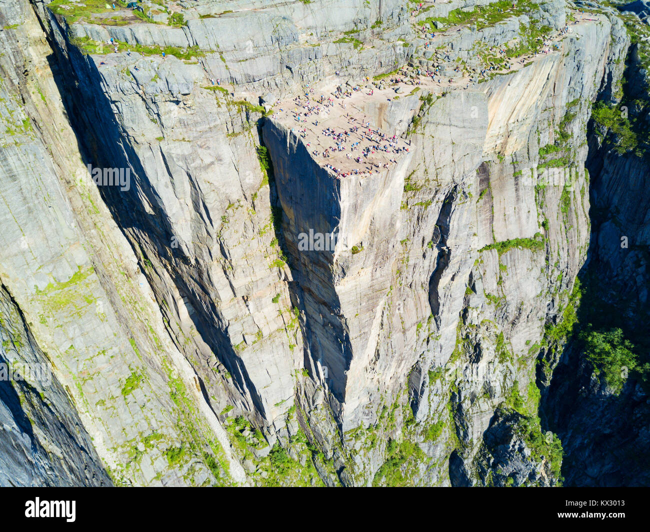 Preikestolen or Prekestolen or Pulpit Rock aerial panoramic view ...