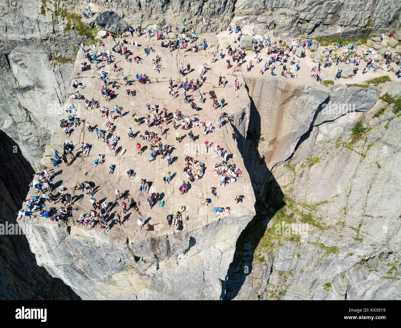 Preikestolen or Prekestolen or Pulpit Rock aerial panoramic view ...
