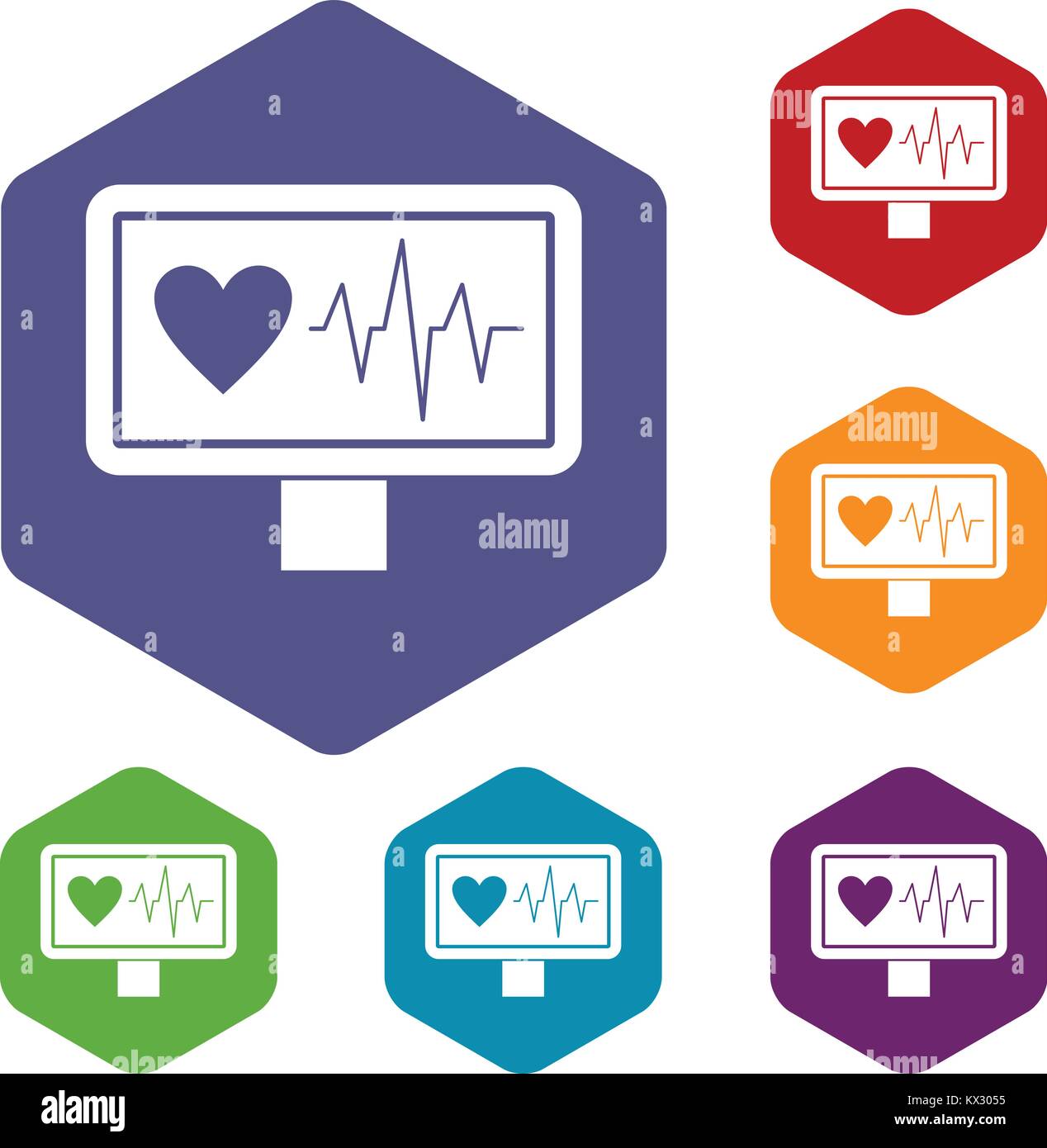 Heartbeat icons set Stock Vector Image & Art - Alamy
