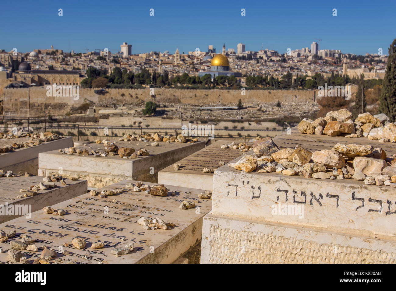 The holy city Jerusalem view from the Oelberg on Old Town and Temple ...